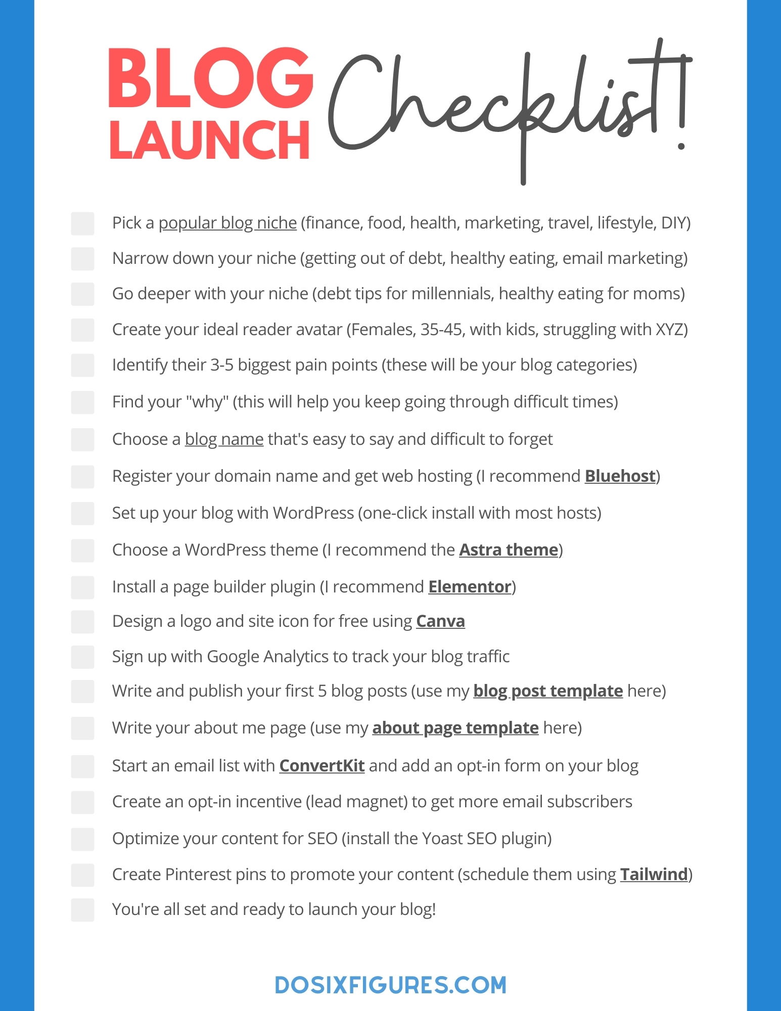 Blog Launch Checklist For Starting A Blog